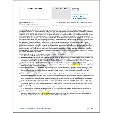 Hepatic Artery Chemoembolization Consent Society Of Interventional