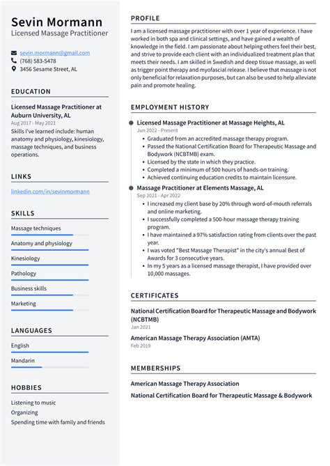 Massage Therapist Resume Example And Writing Guide Resumelawyer