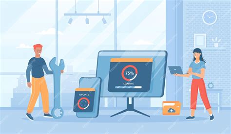 Premium Vector System Update Programmers Upgrading Operation System