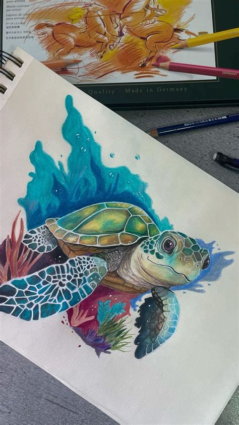 Polychromos Faber Castell Sea Turtle Drawing Turtle Drawing Colour