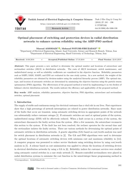 PDF Optimal Placement Of Switching And Protection Devices In Radial Distribution Networks To