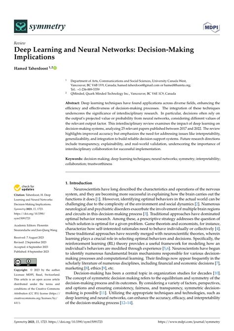 Pdf Deep Learning And Neural Networks Decision Making Implications