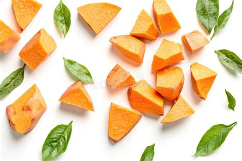A Collection Of Cut Vegetables Arranged On A Clean White Surface Stock Image Image Of White