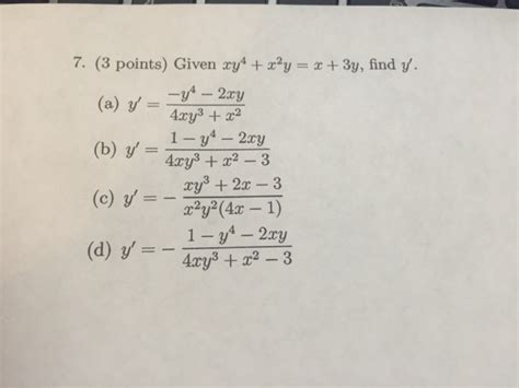 Solved Given Xy 4 X 2y X 3y Find Y Y Y 4 2