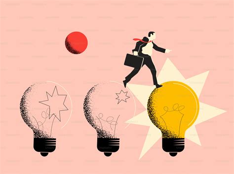사업가가 전구 램프를 타고 뛰어오르는 사업 아이디어 연구의 개념적 사업 은유 삽화 벡터 Eps 10 그림 벡터 Unsplash의 사업 이미지