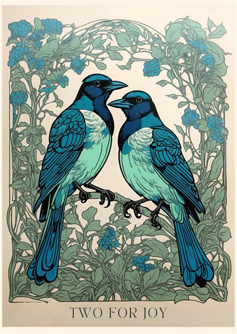 Two For Joy Superstitious Magpie Bird Good Luck Boho Art Etsy Bird