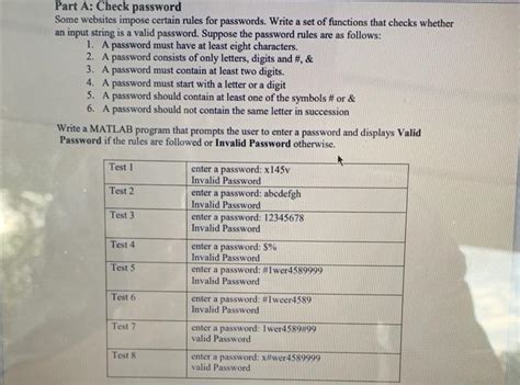Solved Part A Check Password Some Websites Impose Certain