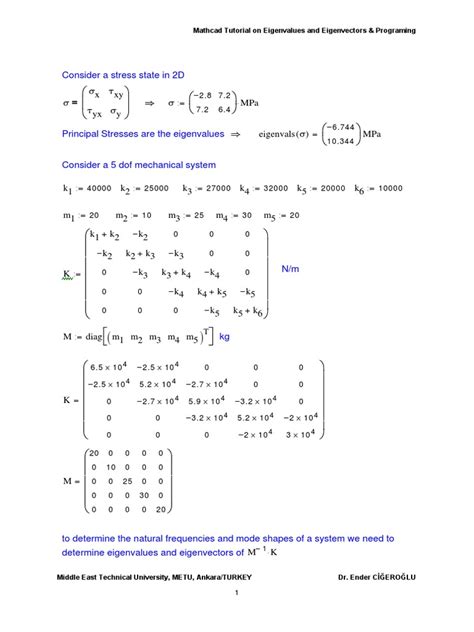 Mathcad Eigenvalues Eigenvectors Pdf