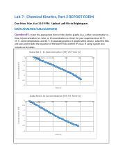 Chemical Kinetics Data Analysis And Activation Energy Calculation Course Hero