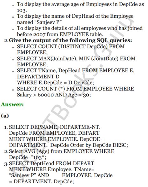 Important Questions For Class 12 Computer Science Python Chapter 7 Structured Query