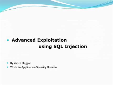 Sql Injection Exploit Pptx