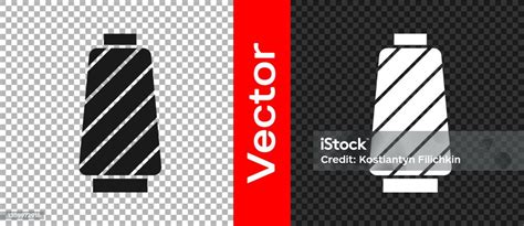 투명 한 배경에 격리 된 스풀 아이콘에 검은 바느질 스레드 원사 스풀 스레드 보빈 벡터 털실 공에 대한 스톡 벡터 아트 및 기타