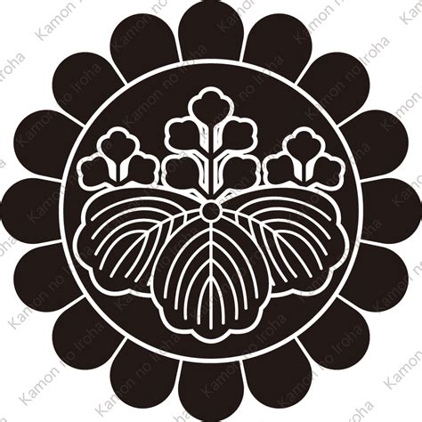 菊輪に五三桐（2）紋（きくわにごさんきり）：家紋のいろは