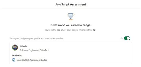 Nilesh Mishra On Linkedin Linkedinskillassessment Linkedin Javascript Passed Assessment
