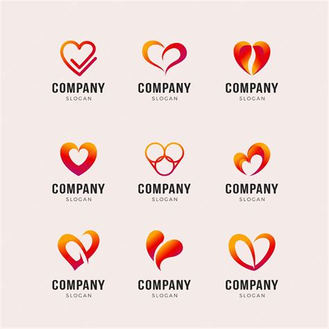 Premium Vector Set Of Heart Shape Logo Template