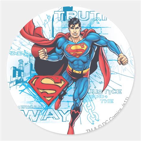 Superman With Logo Classic Round Sticker Zazzle