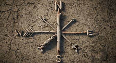 Five Wooden Arrows Form A Compass Stock Illustration Illustration Of