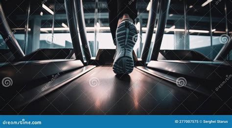 A Close Up Of A Person Walking On A Treadmill Ai Generative Image Stock Illustration