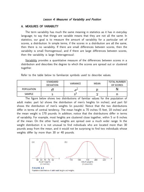 Lesson 4 Measures Of Variability And Position Pdf