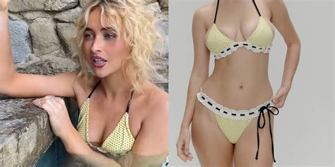 Shop Sabrina Carpenters Yellow Polka Dot Bikini Here
