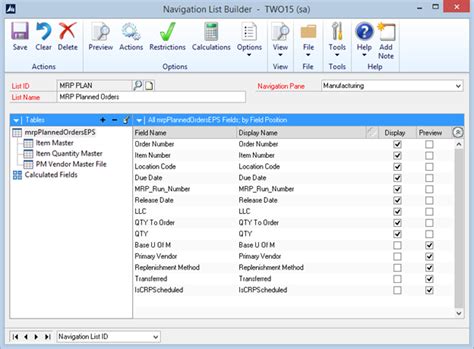 Mrp Planned Orders Smartlist Builder Template Eone Solutions