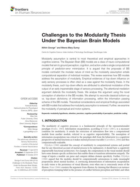 Challenges To The Modularity Thesis Under The Baye Pdf Perception