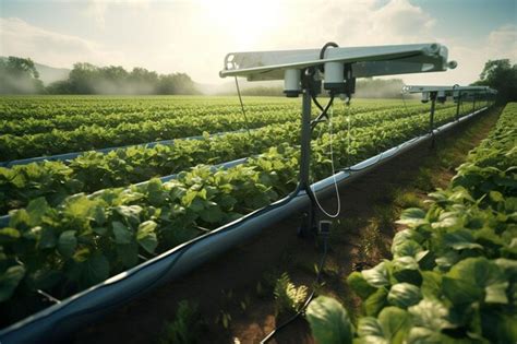 Premium Photo Solarpowered Irrigation System In A Lush Generative Ai