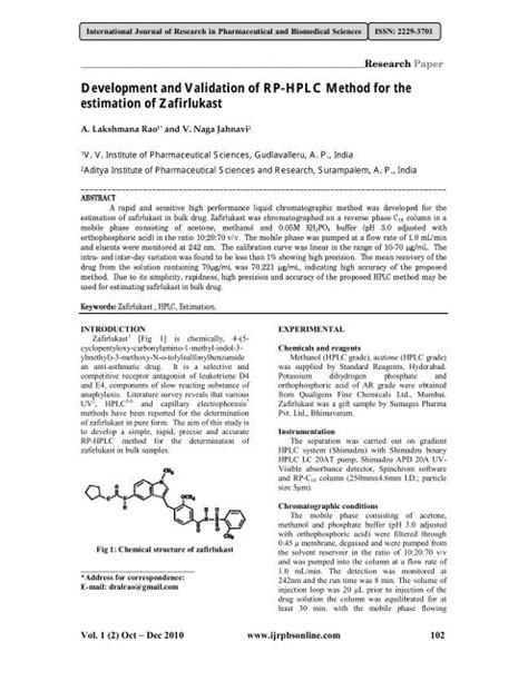 Development And Validation Of RP HPLC Method For International