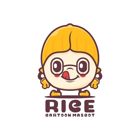 Premium Vector Cute Rice Cartoon Mascot Plant Seed Vector Illustration