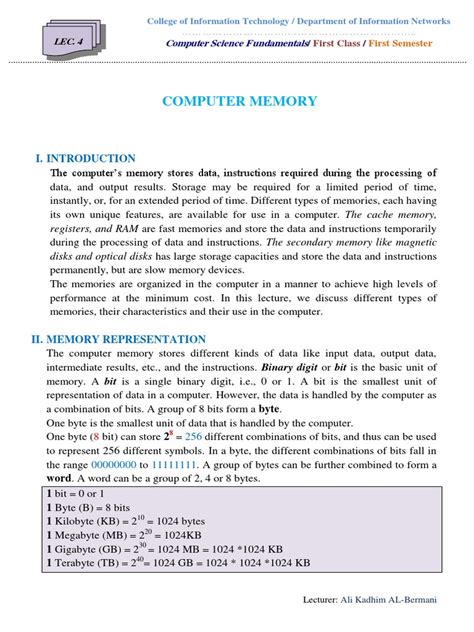 computer memory pdf computer data storage random access memory