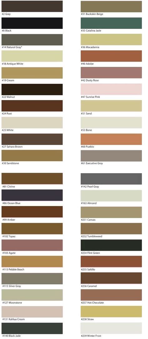 Epoxy Grout Color Chart