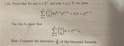 Solved 1 42 Prove That For Any N E Z And Any X Y EF We Chegg Com