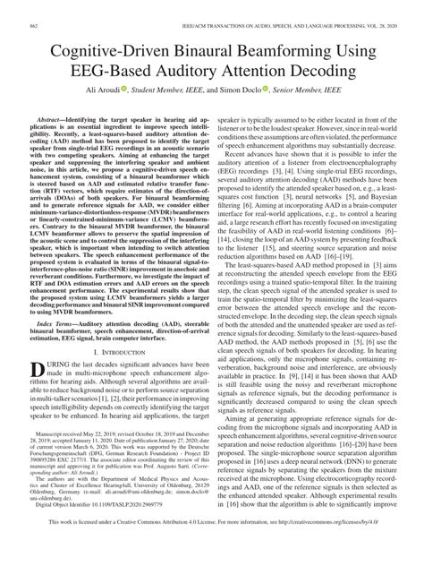 pdf cognitive driven binaural beamforming using eeg based auditory