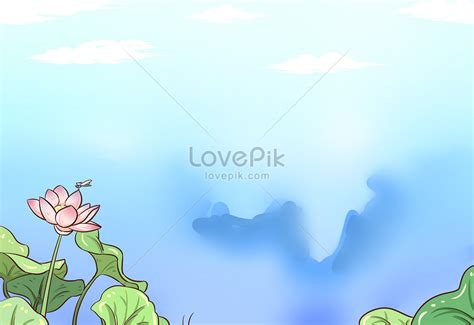 잉크 연꽃 배경 사진 및 창의적인 일러스트 무료 다운로드 Lovepik
