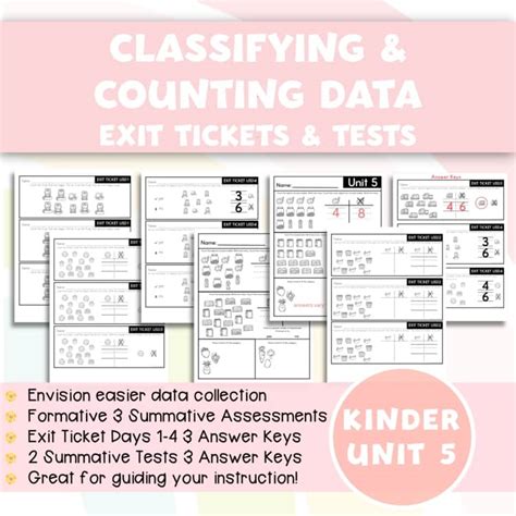 Unit 5 Kindergarten Math Exit Tickets And Test Classifying And