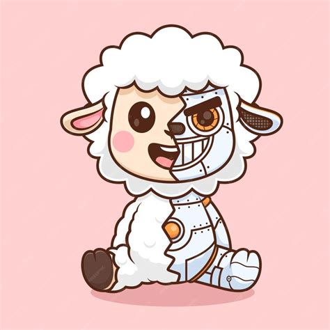 Free Vector Cute Sheep Robot Cyborg Cartoon Vector Icon Illustration