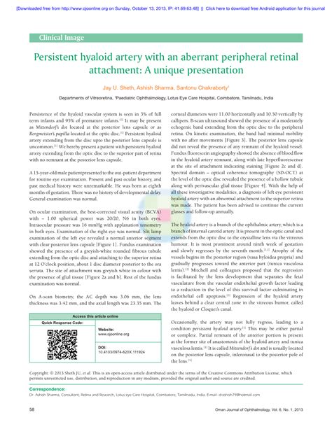 Persistent Hyaloid Artery With An Aberrant Peripheral Retinal Attachment A Unique Presentation