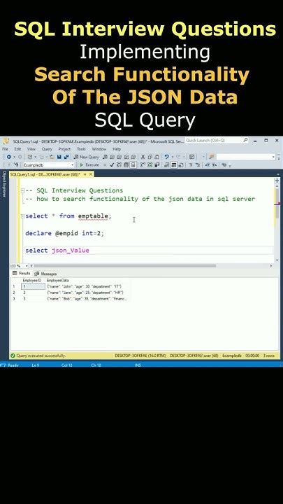 Sql Interview Questions Search Functionality Json Data Sql Query
