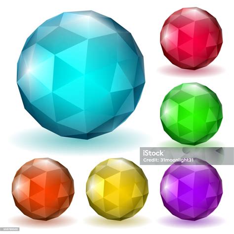 멀티컬러 저해상 다각형 색전술 구를 수용합니다 의 삼각형 얼굴 0명에 대한 스톡 벡터 아트 및 기타 이미지 0명 2차 도형 3차원 형태 Istock