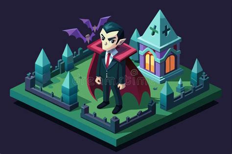 A Vampire With A Stylish Suit And Cape Poses Confidently In A Dark Graveyard Surrounded By Eerie