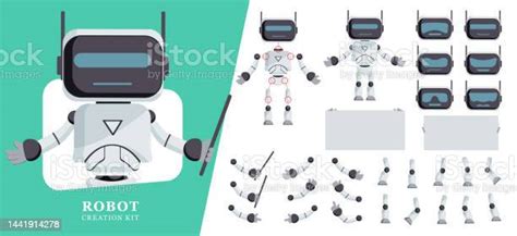 robot creator kit vector set design robots teacher editable character