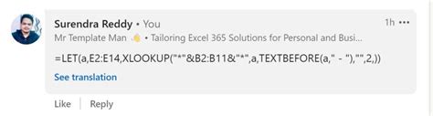 Surendra Reddy On Linkedin Linkedin 👇 An Excel Formula Translation 🙂