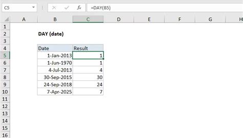 Cómo utilizar la función DÍA de Excel