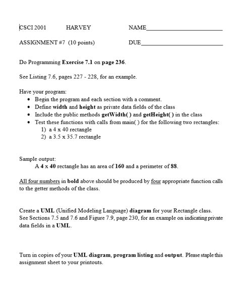 Solved Csci 2001 Harvey Name Assignment 7 10 Points Due