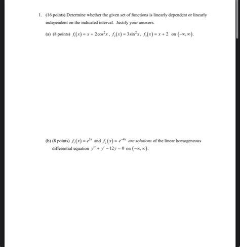 Solved 1 16 Points Determine Whether The Given Set Of