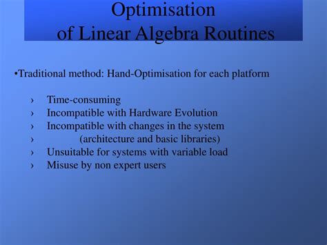 PPT Automatic Optimisation Of Parallel Linear Algebra Routines In Systems With Variable Load