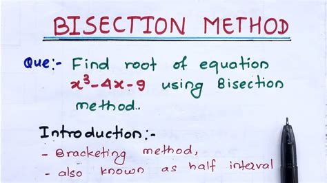 Bisection Method Numerical Methods With Two Solved Questions Youtube
