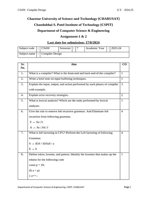 Dlpassignment Pdf Parsing Compiler