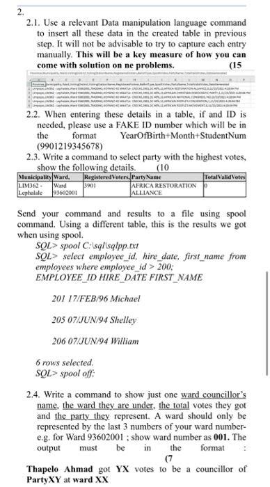 Solved 21 Use A Relevant Data Manipulation Language