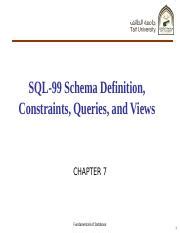 SQL 99 Schema Definition Constraints Queries And Views Course Hero